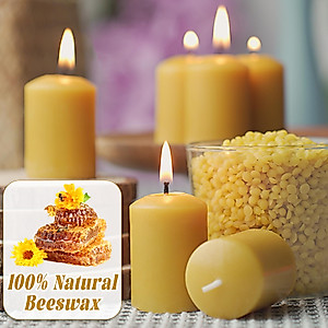 12Pcs Beeswax Votive Candles, Natural Beeswax Candles Bulk, Handmade Pure Votive Candles for Home Room Decor Party Wedding Spa, Smokeless and Dripless Votives Candles