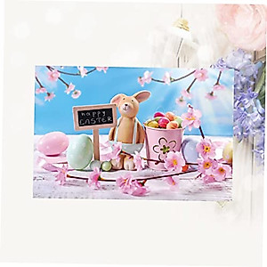 Gogogmee Banner Flags Rabbit Blanket Floral Decor Easter Photo Backdrop Monthly Happy Easter Backdrop Wall Sticker Eggs The Banner Background Cloth Photo Background Easter Studio Backdrop