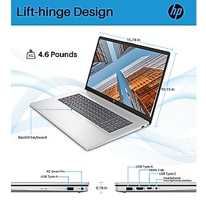 HP 17.3 Inch FHD Laptop for Business and Office, Intel Core i5 1335U Processor (10-Core, Up to 4.6GHz), 32GB RAM, 1TB SSD, Intel Iris Xe Graphics, Wi-Fi 6, Backlit Keyboard, Windows 11 Home