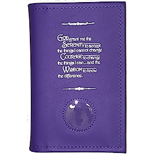 Alcoholics Anonymous AA Soft Paperback Big Book Cover Serenity Prayer & Medallion Holder Purple Orchid