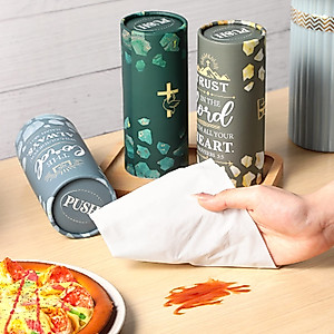 PerKoop 8 Pcs Car Tissue Holder Christian Verses Cylinder Boxes with Facial Tissue Bulk Religious Disposable Round Bible Napkins for Women Teacher Prayer Nurse Holiday Church Supplies Gifts