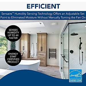 Broan-NuTone AE80SL Invent ENERGY STAR Certified Humidity Sensing Fan with LED Light, 80 CFM 0.8 Sones, White, 75 Sq Ft Rooms