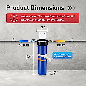 iSpring WGB12B 1-Stage Whole House Water Filtration System w/ 20” x 4.5” Carbon Block Filter - Reduces up to 99% Chlorine