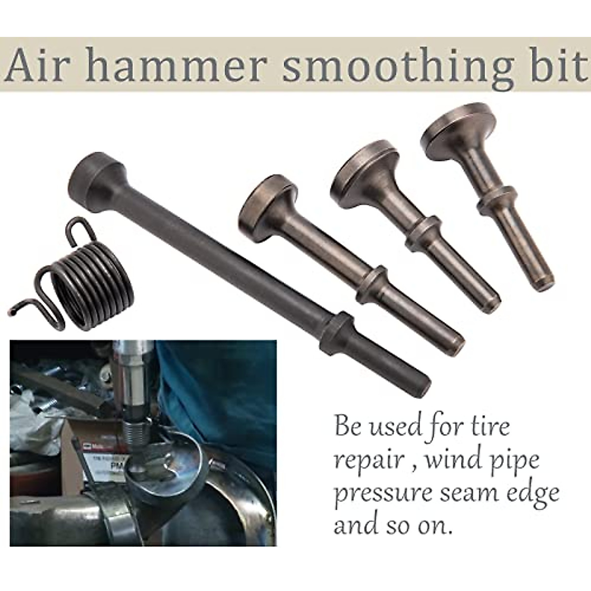 KELEN Air Hammer Smoothing Bit, Smoothing Hammer Bit, Air Hammer Drill 0.401 Smooth Pneumatic Air Hammer Pneumatic Chisel Drill Bit Kit 5 Sets