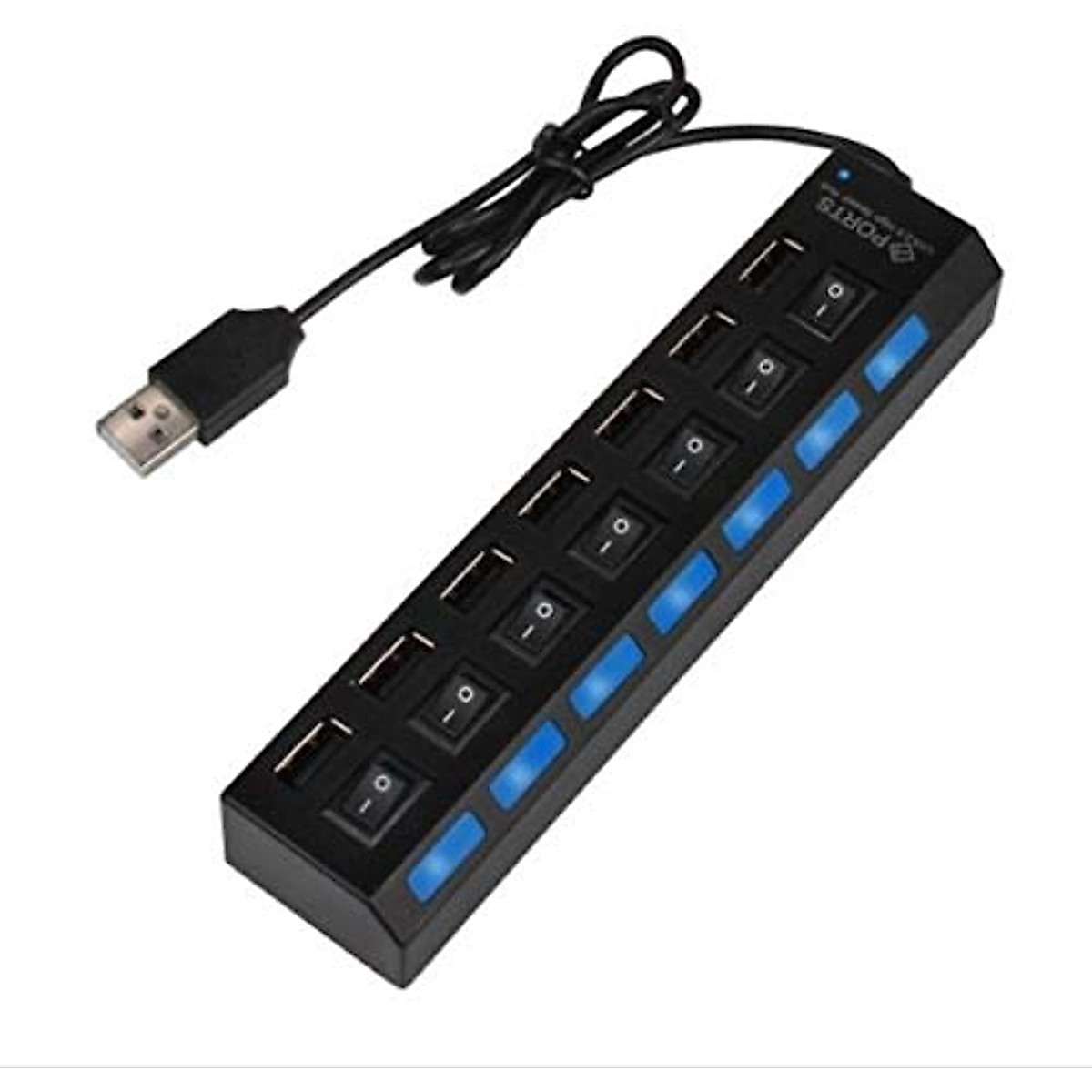 7-Port USB 2.0 Multi Charger Hub +High Speed Adapter ON/Off Switch Laptop/PC USA