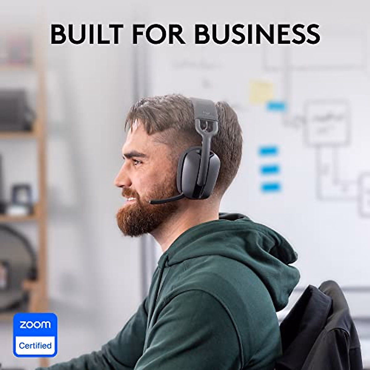 Logitech Zone Vibe Wireless Bluetooth Headphones with Noise-Canceling Mic, USB-A, USB-C, for Google Meet, Google Voice, Zoom, Mac/PC, Black