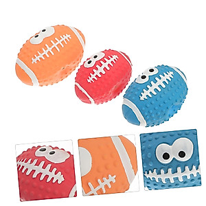 MERRYHAPY 3pcs Teething Ball Toys Teething Toy Squeaky Animal Chewing Toys Fetch Toys for Large Dogs Pet Chew Toys Balls for Dogs Rubber Balls Dog Balls Dog Sound Toy Emulsion Puppy