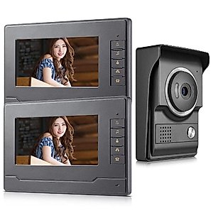 AMOCAM Wired Video Intercom Doorbell System 7 Inches LCD Monitor Video Door Phone Kits Support Monitoring, Unlock, Dual-Way Door Intercom Indoor Outdoor for Villa Home, 1-IR Camera 2-Color Screen