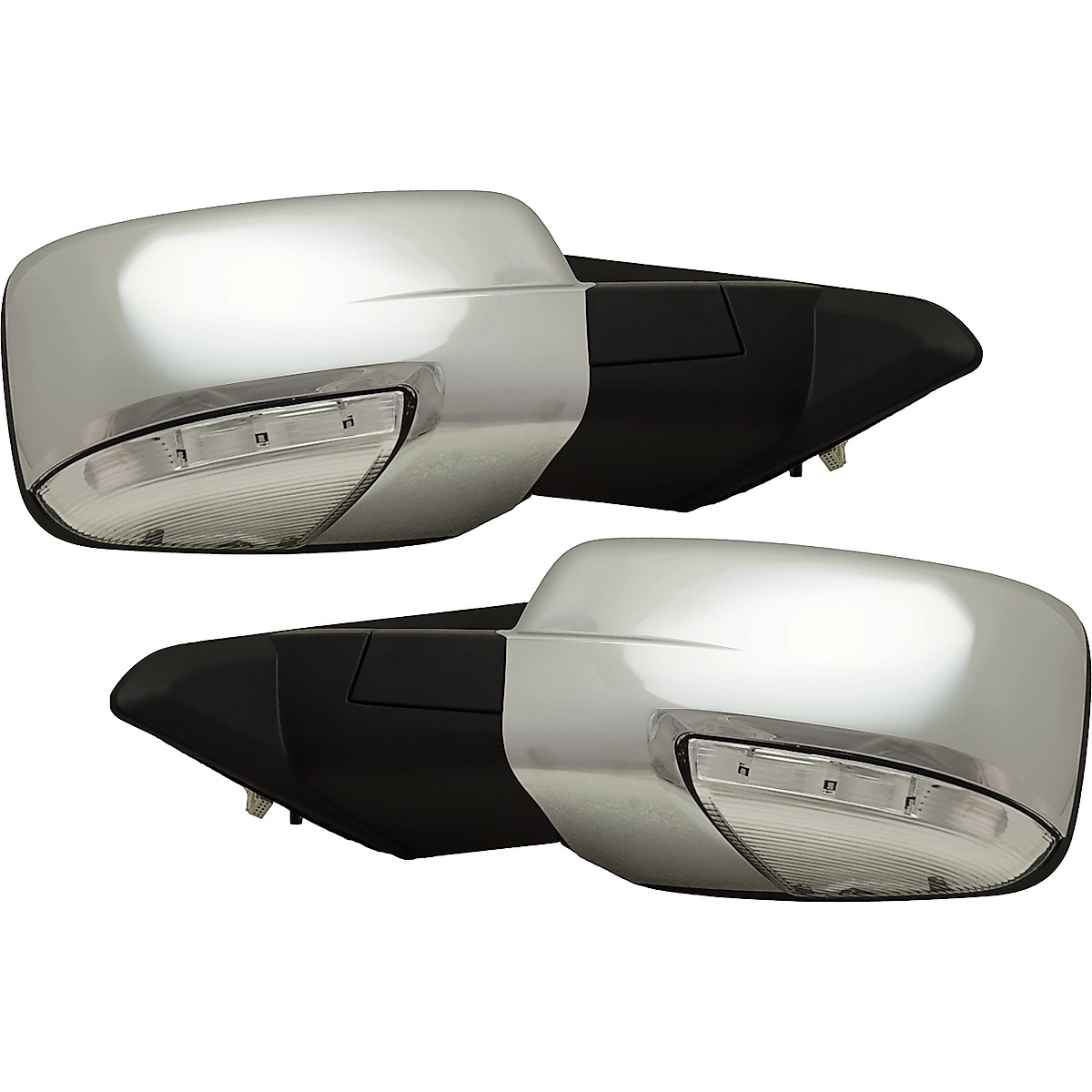 Kool Vue Driver & Passenger Side Power Heated Mirrors for Ram 1500 2500 2014-2018 Power Fold With Signal Light & Puddle Lamp Chrome