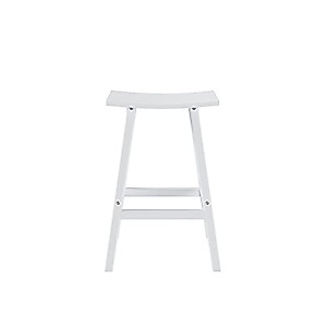 WO Home Furniture Patio Bar Stools Set of 2 PCS Outdoor Adirondack 29" in Saddle Stools for Porch, Backyard, BarBQ, Party, Events (White)