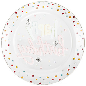 DEMDACO Happy Birthday Confetti Multicolored 14 x 14 Hand painted Glass Platter