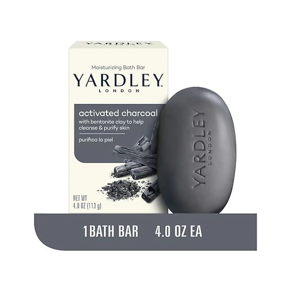 Yardley Activated Charcoal Bath Bar 4oz - 3 Pack