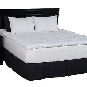 Lavish Home Alternative Mattress Topper-Full Size-3” Gusset Hypoallergenic Fiber Filled Pillowtop Pad for Cushion & Support-Microfiber Cover, White