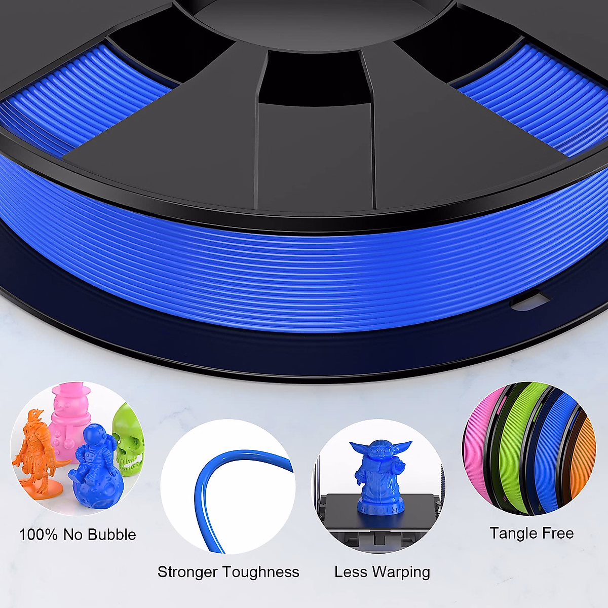 ENTINA 4 Colors PLA 3D Printer Filament for Tina 2, Dimensional Accuracy +/- 0.02mm, 1.75MM 200G 3D Printer Filament Bundle for 3D Printers