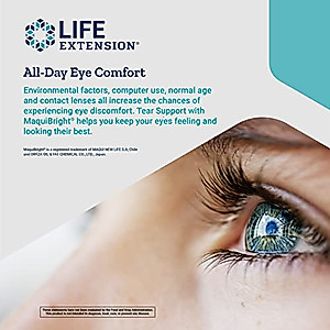 Life Extension Tear Support with MaquiBright 60mg - Maqui Berry Extract Eye Health Supplement For Dry Eyes - Tear Production Formula - Non-GMO, Gluten-Free, Vegetarian - 30 Capsules