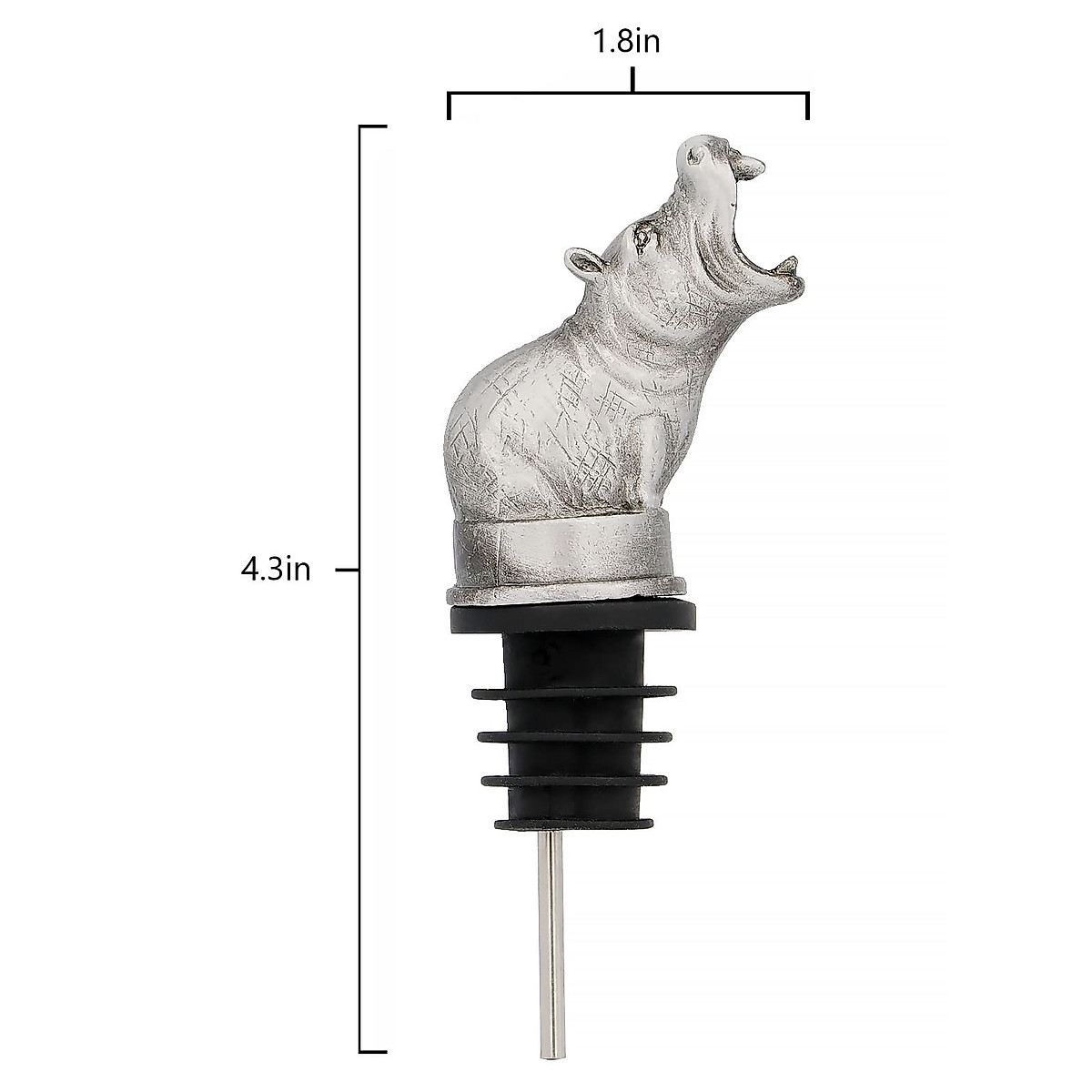 WOKHACH Animal Wine Aerator & Liquor Pourer for Bar,Home and Party Wine Pourer Aerator Festival Gift (Hippo Silver Gray)