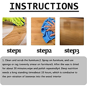 Natural Beeswax Spray,Beeswax Spray Cleaner,The Original Beeswax Spray Furniture Polish And,Beeswax Polish Spray Used to care for living rooms,kitchens,wood furniture floors (2PCS)