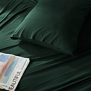 Household 100% Jersey Cotton Queen Size Pillowcase 20”x30”-Light Weight, Comfortable, Super Soft Pillow Case with Envelope Closure Extremely Durable Set of 2 (Dark Green, Queen Size Pillowcase)