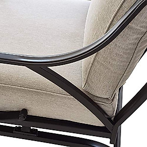 Top Space Rocking Motion Patio Chair Outdoor Deep Seating Club Chair Metal Furniture Set with Soft Cushion Sturdy Metal Frame Furniture for Garden Yard Lawn Poolside (2PCS, White)