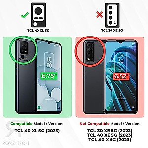 Rome Tech Belt Clip Phone Case for TCL 40 XL T608M 6.75" [2023] - Slim Heavy Duty Rugged Slide Hip Holster Cover with Kickstand Compatible with TCL 40XL - Black Dots