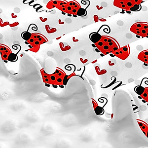 Personalized Lovely Ladybug Baby Car Seats Canopy for Baby with Name, Customize Light Weight Minky Covers for Baby Boys Girls, Nursing Breastfeeding Stroller Cover Canopies for Newborn