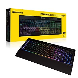 CORSAIR K57 RGB Wireless Gaming Keyboard - <1ms response time with Slipstream Wireless - Connect with USB dongle, Bluetooth or wired - Individually Backlit RGB Keys, Black