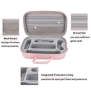 Pink Cute Cat Paw Case Compatible with Nintendo Switch/OLED Model Portable Compact Hard Shell Travel Carrying Case fit Switch Console & Full Set Game Accessories with Mesh Pocket and 18 Card Slots.