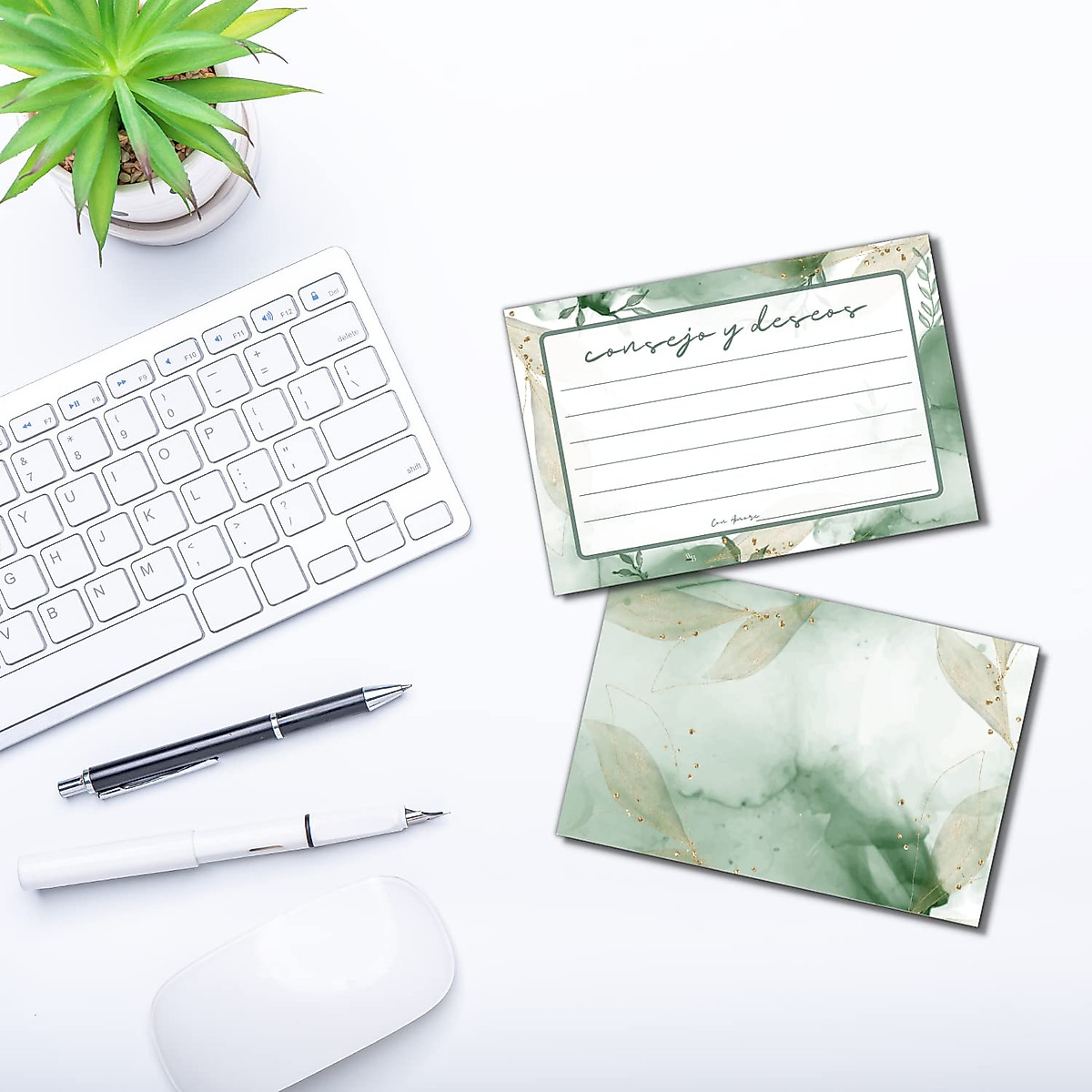 WillaBees Advice & Wishes Cards in Spanish 50 Consejos y Deseos Tarjetas For Graduation Party Well Mr Mrs Wedding Bridal Shower Retirement Baby Games Cards, Green, 6''Wx4''H