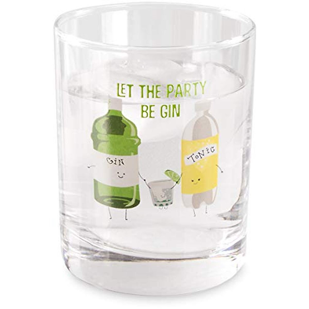 Pavilion Gift Company Pavilion-Let The Party Be Gin-11 oz Low Ball 11 oz Rocks Glass, 1 Count (Pack of 1), Green