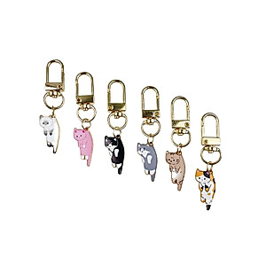 COLORFUL BLING 2-6PCS Cute Cat Keychain Funny Cartoon Kitten Kawaii Aesthetic Keyring Birthday Gifts for Animals Cat Lover-Set