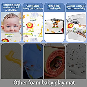 ChildLike Lion Baby Play Mat - Comfortable Non-Slip Tummy Time Mat for Floor Crawling, 71x59 Inch