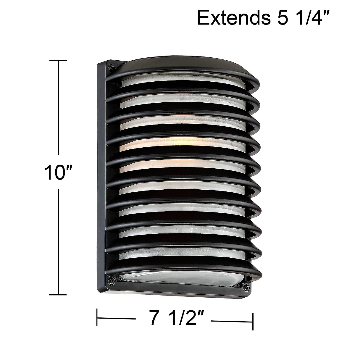 John Timberland Black Grid Modern Industrial Outdoor Wall Light Fixture 10" Frosted Glass Shade for Exterior Barn Deck House Porch Yard Patio Outside Garage Front Door Garden Home Roof Lawn