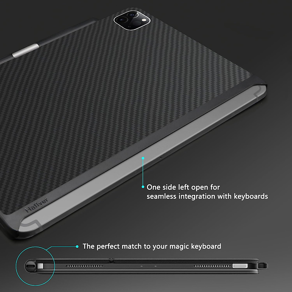 Haflyer Case for 2020/2022 iPad Air 10.9" 4th 5th Gen& 2018/2020/2021/2022 iPad Pro 11" 1st-4th- Magic Keyboard Compatible Case with Pencil Holder (Keyboard Not Included) - Carbon Black