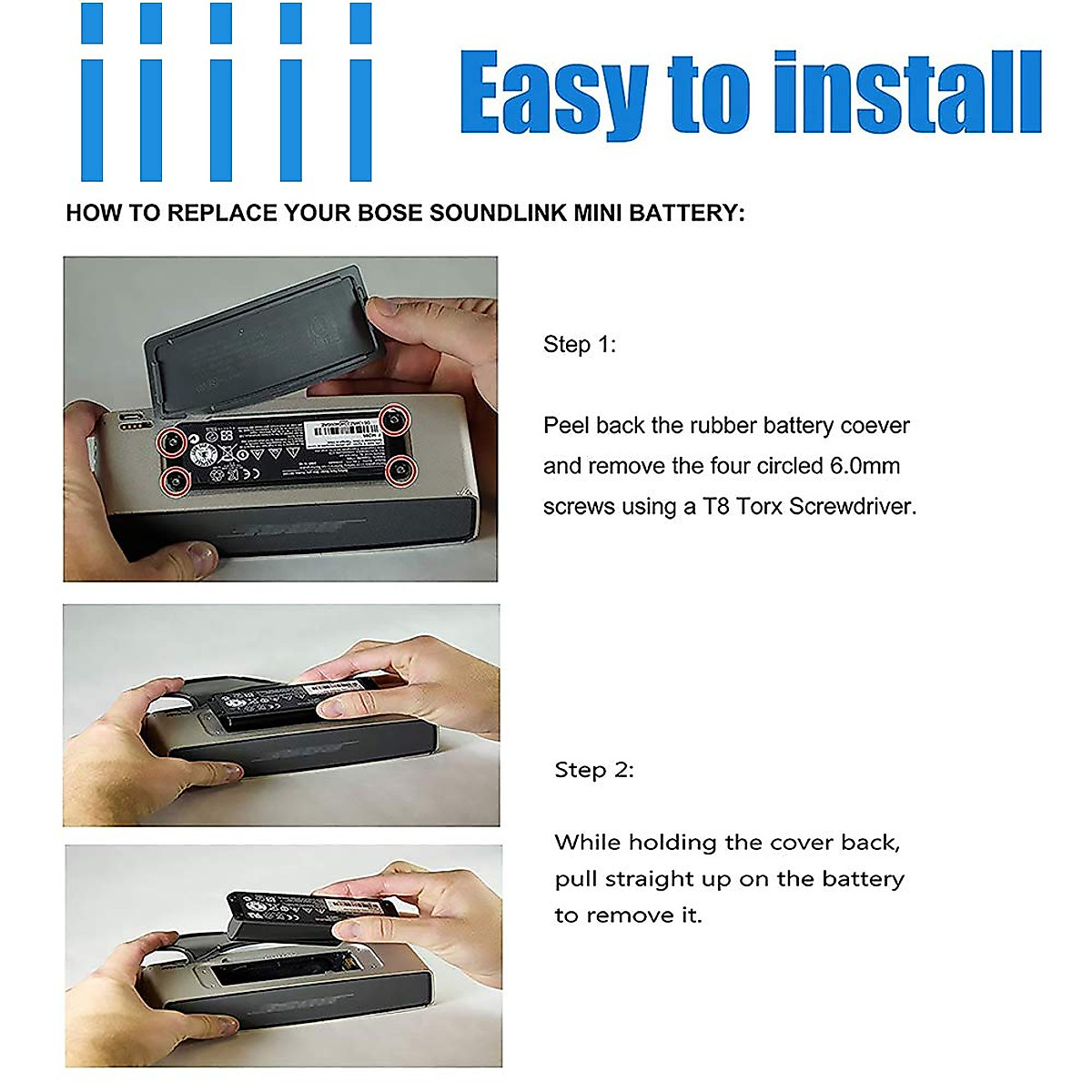 Emaks 7.4V,21.46Wh 061385 Battery 061384 061386 063287 for Bose Soundlink Mini I/Mini one/Mini Gen 1 Bluetooth Speaker US Version bateria para 413295 61385 61384 61386 63287