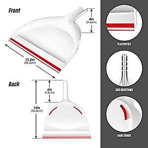 Gadhra Broom and Dustpan Set, Indoor Broom with Dust pan Combo Set, Handheld Dust Pan and Long Handle Angle Broom, Stainless Steel Handle Broom for Home, Kitchen, Office Lobby Floor White and Red