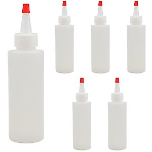 Cornucopia Brands 4oz HDPE Plastic Squeeze Bottles w/Yorker Tips (6-Pack), Empty Refillable Bottles for Arts, Crafts & Kitchen (6-Pack)