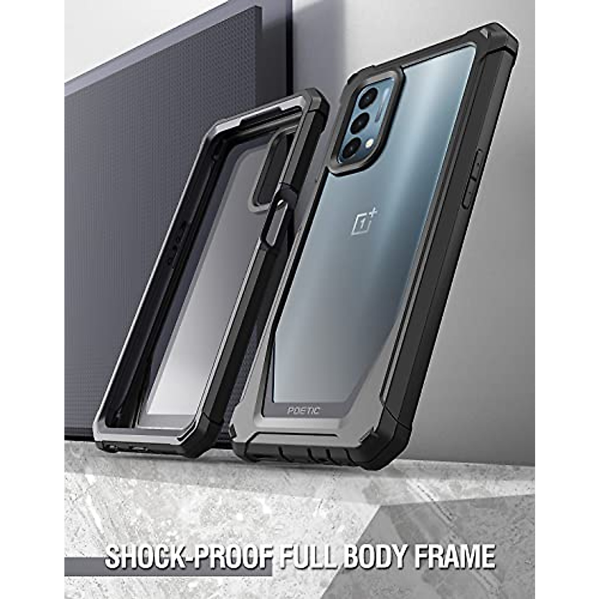 Poetic Guardian Series Case Designed for OnePlus Nord N200 5G, Full-Body Hybrid Shockproof Bumper Cover with Built-in Screen Protector, Black