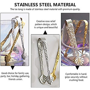 Silver Mini Serving Tongs, Vintage Rose Relief Handle Ice Cube Clips Sugar Tongs, Stainless Steel Sugar Cube Tongs, for Tea Coffee Appetizers Desserts, Sugar Tongs, Tongs