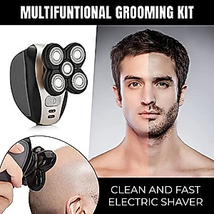 NAWAZJEE Electric Head Hair Pitbull Skull Shaver, Waterproof, Wet and Dry Rotary Razor, Cordless,USB Rechargeable, Men Bald Head Shaver Grooming Kit, Nose Ear Face and Body Trimmer, Multifunctional