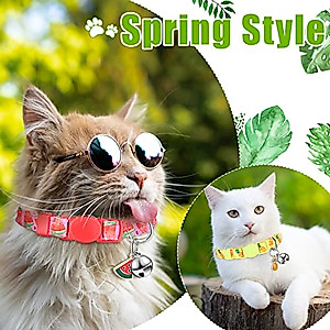12 Pieces Breakaway Cats Collar with Bell and Summer Fruit Patterns Pendants, Safety Adjustable Collar Set for Pets Decoration (Small)