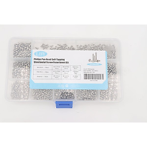 LBY 600pcs M2 M2.2 M2.6 M3 Pan Head Self-Tapping Sheetmetal Screw Assortment Kit, 12 Sizes, 304 Stainless Steel