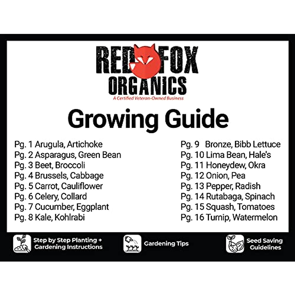 Non-GMO Heirloom Seed Kit | 15,000+ Non-Hybrid Open-Pollinated Seeds | 35 Varieties of Fruit and Vegetable Seeds |Easy Storage | Emergency Preparedness | Veteran Owned Business | Red Fox Organics