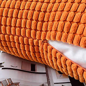 MERNETTE Pack of 2, Corduroy Soft Decorative Square Throw Pillow Cover Cushion Covers Pillowcase, Home Decor Decorations for Sofa Couch Bed Chair 18x18 Inch/45x45 cm (Granules Orange)