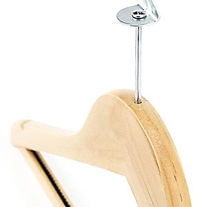 HANGERWORLD Natural Wooden Hotel Style Security Clothes Hangers - 10 Pack, Metal Anti Theft Ring Lock