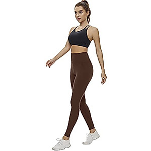 Aoliks Leggings with Pockets for Women - Yoga Pants with Pockets,Buttery Soft High Waist Tummy Control Non See Through Workout Pants (Brown, Large-X-Large)