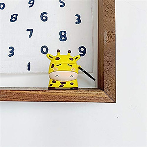 TOUBN Wireless Charging Earphone Case, Cute Cartoon Giraffe Design Soft Silicone Full Body Protective Cover for Airpods 1 & 2, Airpods Protector with Hook (Giraffe)