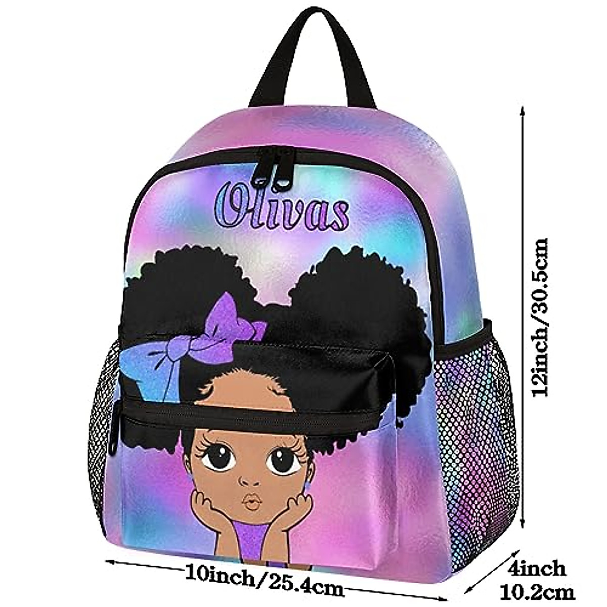 RIRIX Personalized Toddler Kids Backpack, Custom Mini Backpacks for Preschool, Schoolbag for Girls Glitter Princess Pink