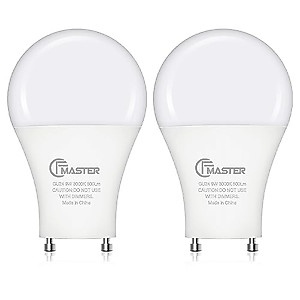 CFMASTER GU24 Led Light Bulb, 9W(100W Equivalent), 5000K Daylight, A19 Shape GU24 Light Bulb, 800 Lumens GU24 Led Bulb, CRI 85, Non-Dimmable ETL Listed(2-Pack)