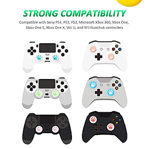 Sumind 20 Pieces Cute Cat Claw Design Thumb Grip Caps Replacement Paw Thumb Grips Analog Stick Cover Joystick Cap Soft Silicone Cover Compatible with PS5 PS4 PS3 PS2 Xbox 360 Xbox One Controllers