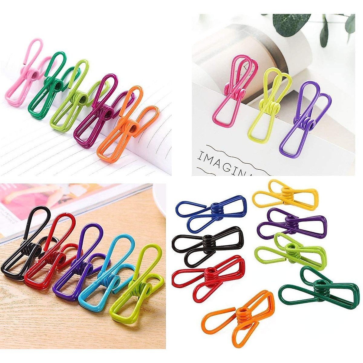 20 Pcs 2 Inch Black and White Chip Clips, PVC Coating High Elasticity Strength Steel Clothes Pins, Food Clips and Bag Clips